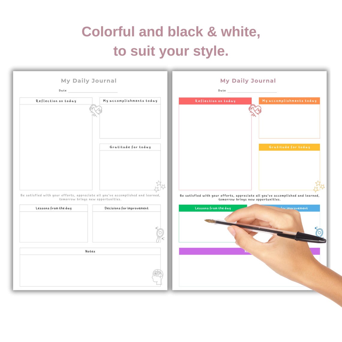 Daily Journal Printable, Daily Reflection Journal, Personal Growth ...