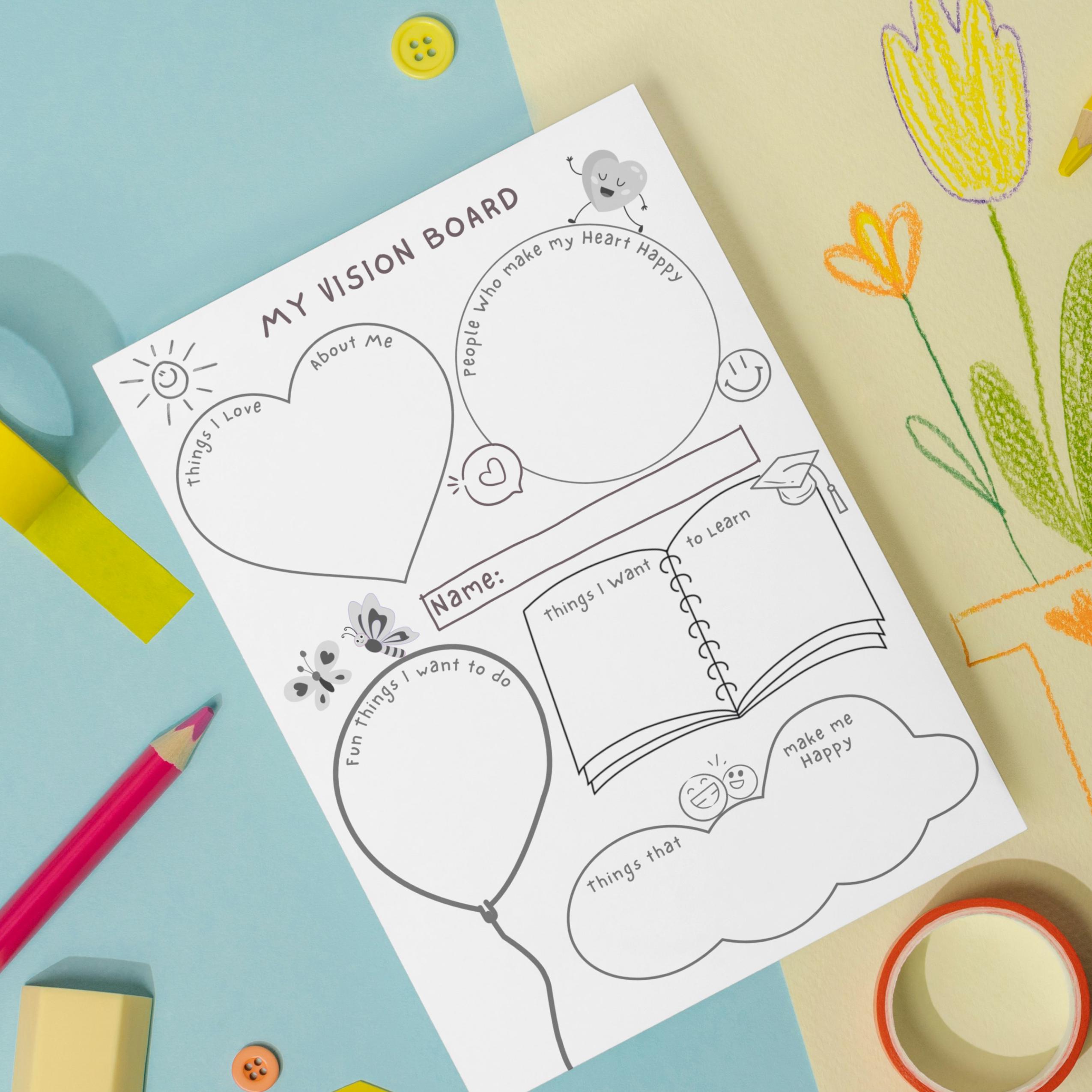 Kids Vision Board Template, Goal-setting Printable for Kids ...