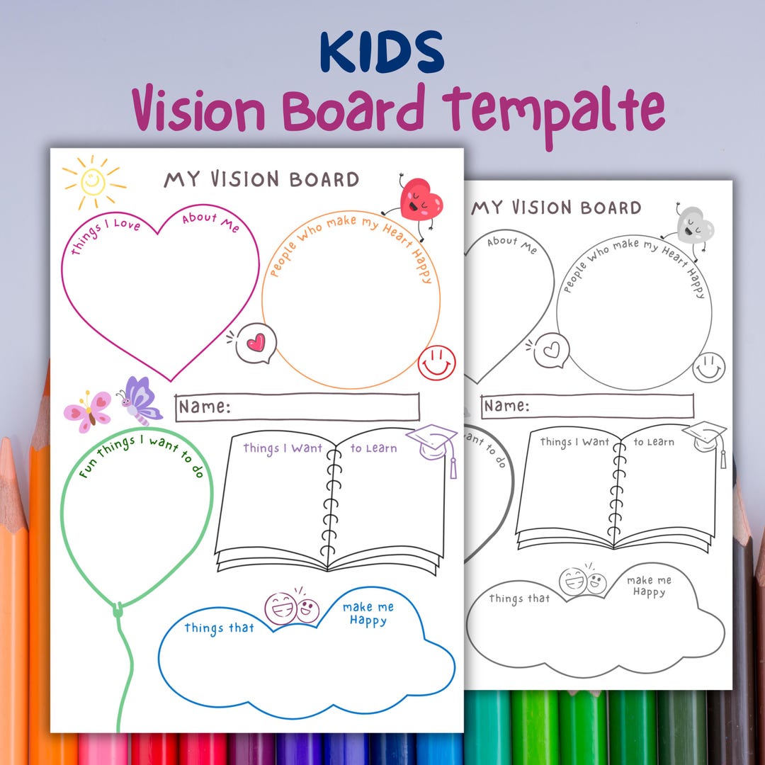Kids Vision Board Template, Kids Manifestation, Kids Goal-setting, Kids ...