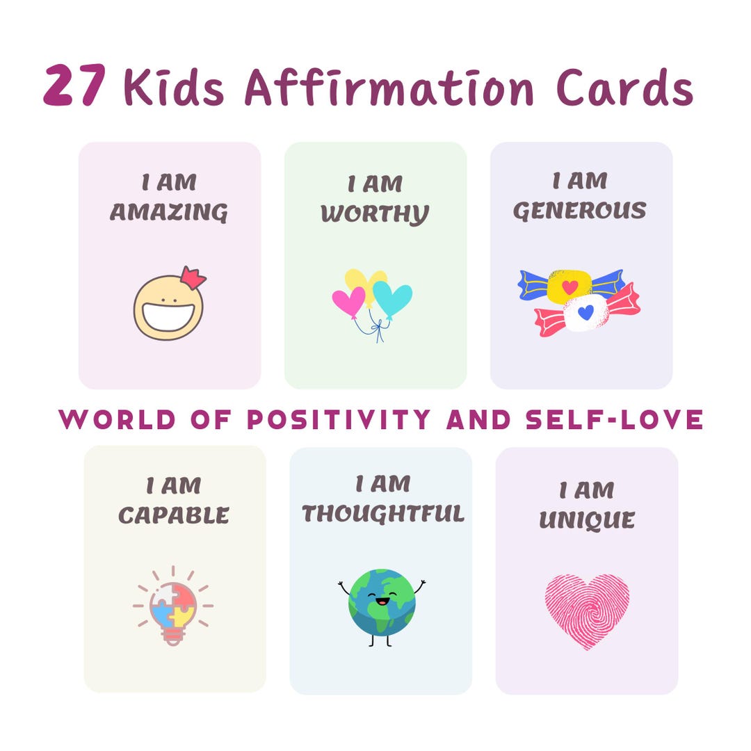 Empowering Kids Affirmation Cards, Positive Affirmations for Children ...