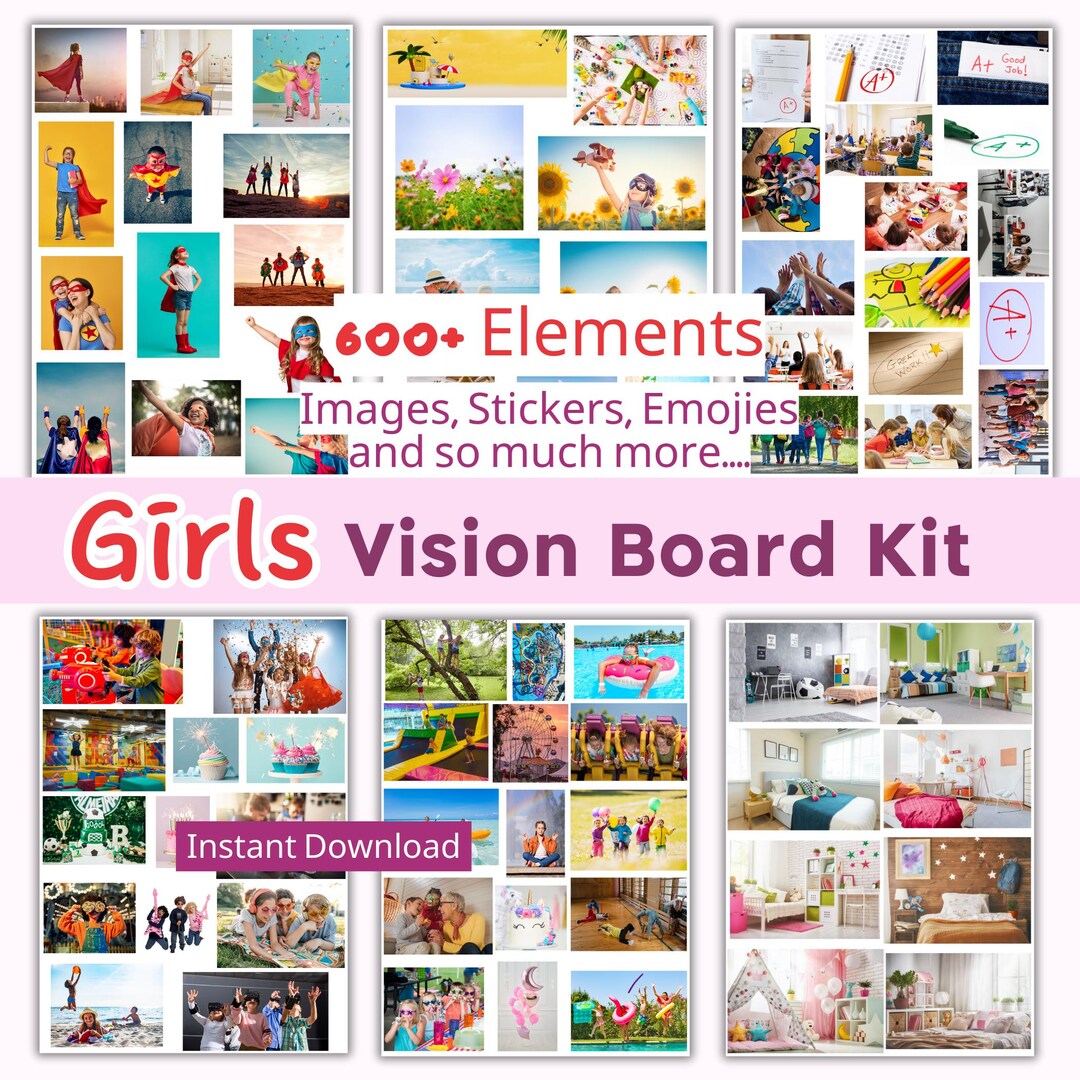 2025 Girls Vision Board Kit 600 Elements, Affirmations, Stickers ...