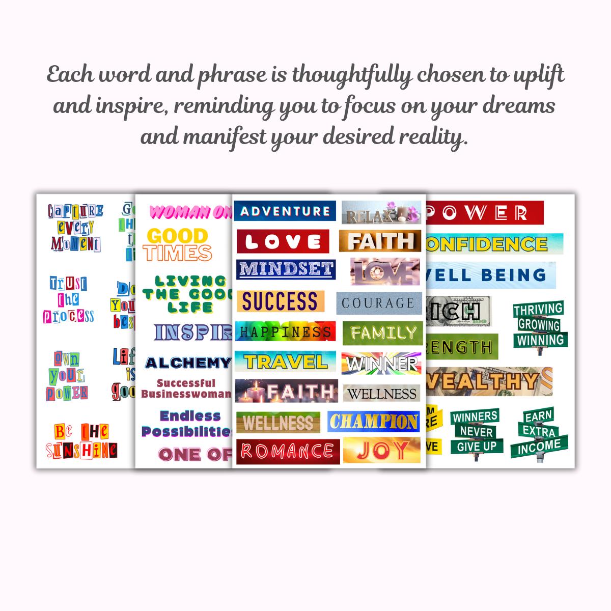 Vision Board Words Printable, Motivational Journal Words, Vision Board ...