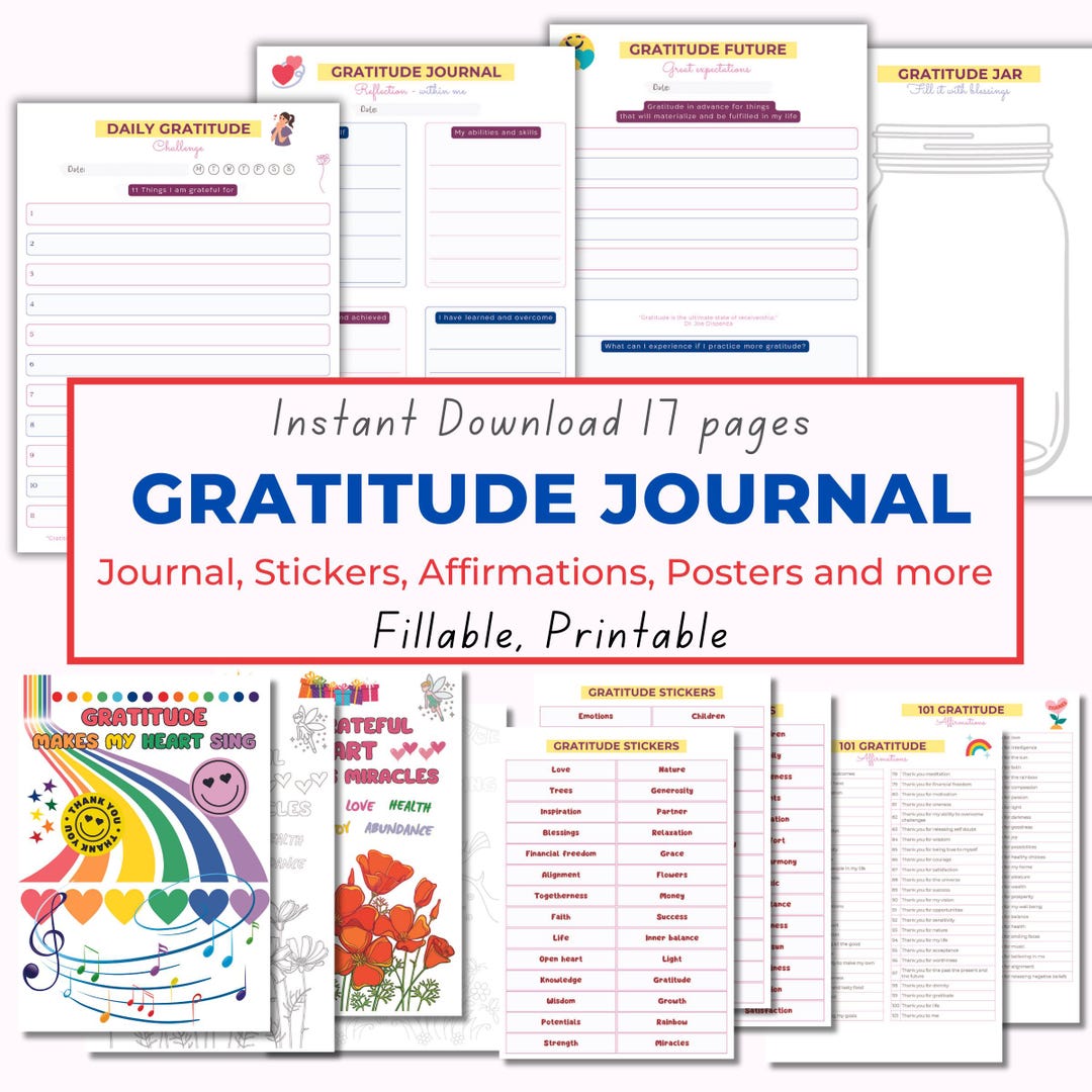 Ultimate Gratitude Bundle, Printable Gratitude Journal, Affirmations ...