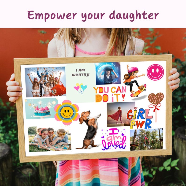 Girls Vision Board Kit, Digital Download, 600+ Elements, Goal Planner ...