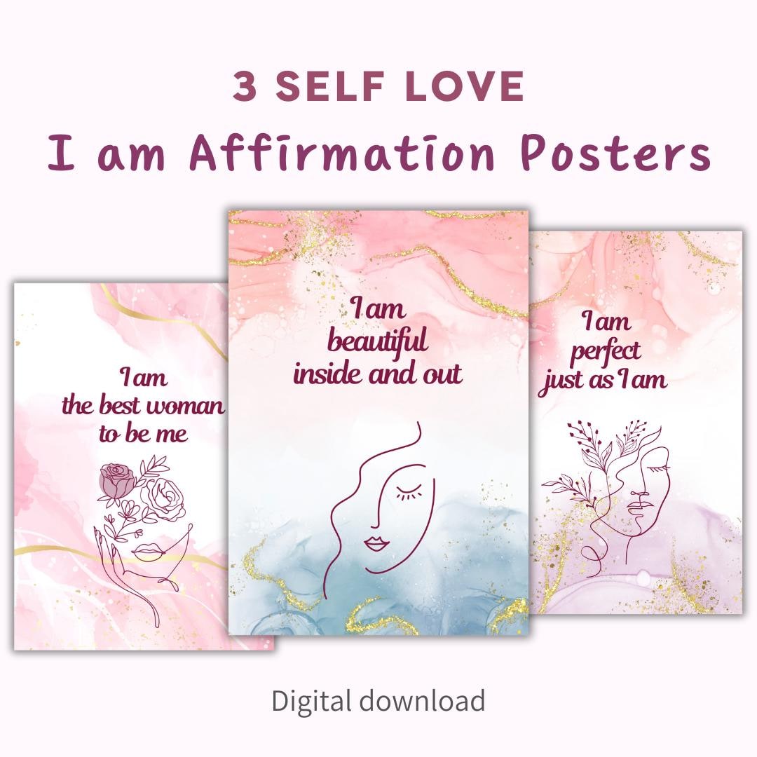 3 Self Love Affirmation Posters, I AM Affirmation Posters for Self Love ...