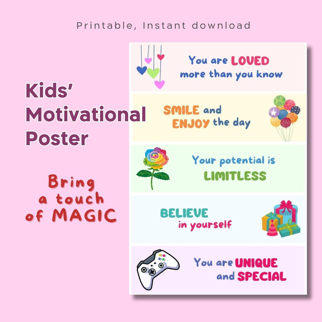Kids' Motivational Poster, Empower Your Child Art Print, Kids Wall Art ...