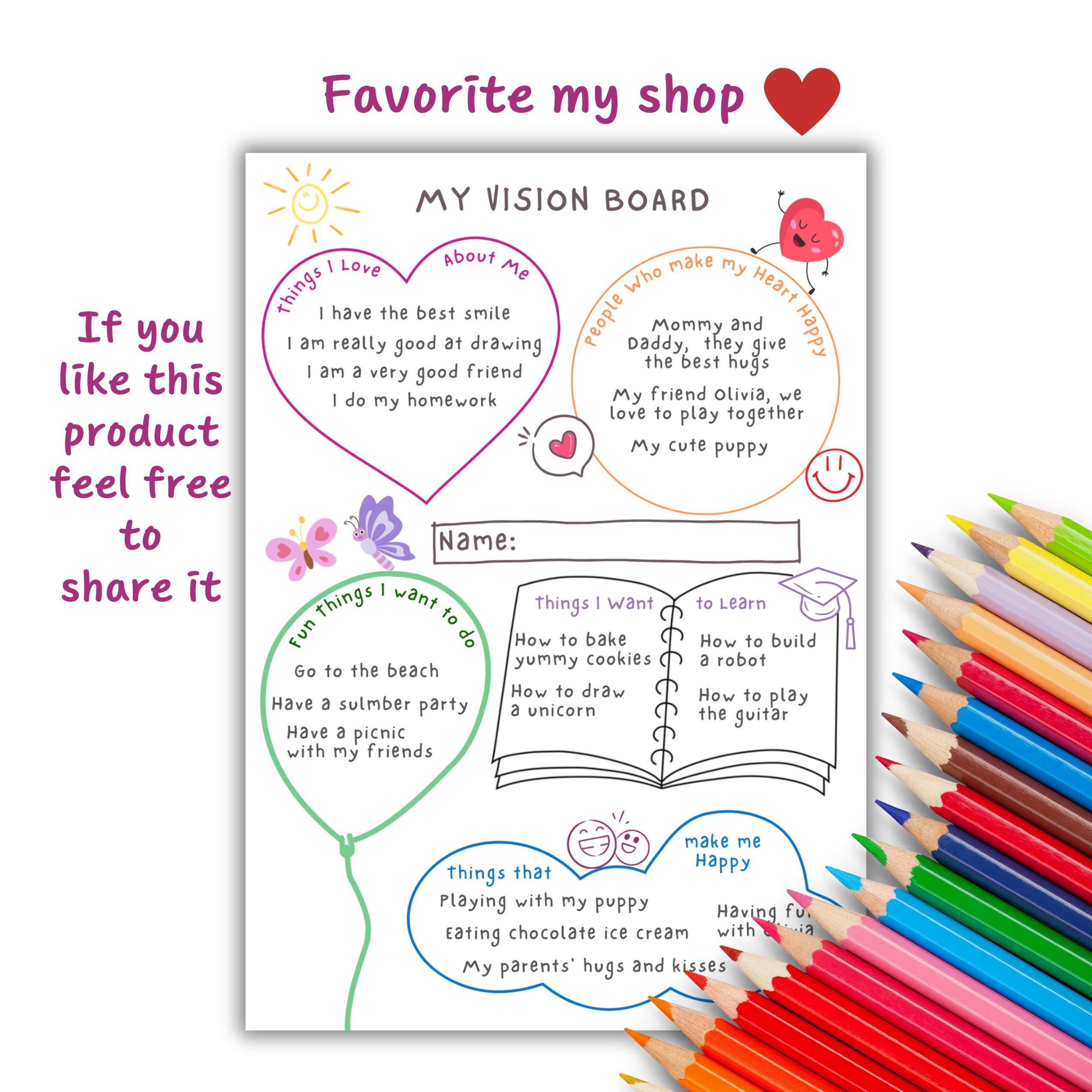 Kids Vision Board Template, Goal-setting Printable for Kids ...