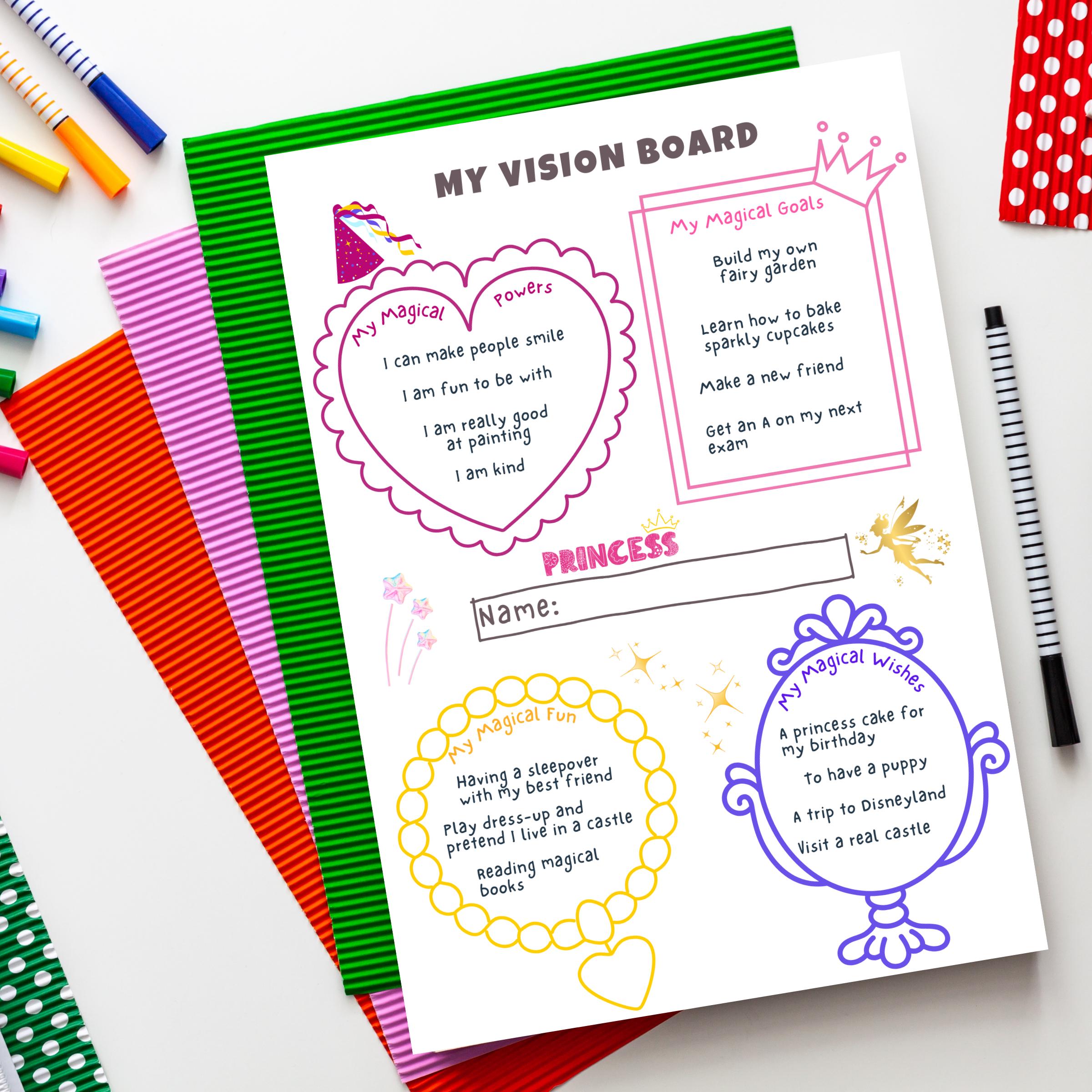 Kids Vision Board Template, Kids Manifestation, Kids Goal-setting, Kids ...