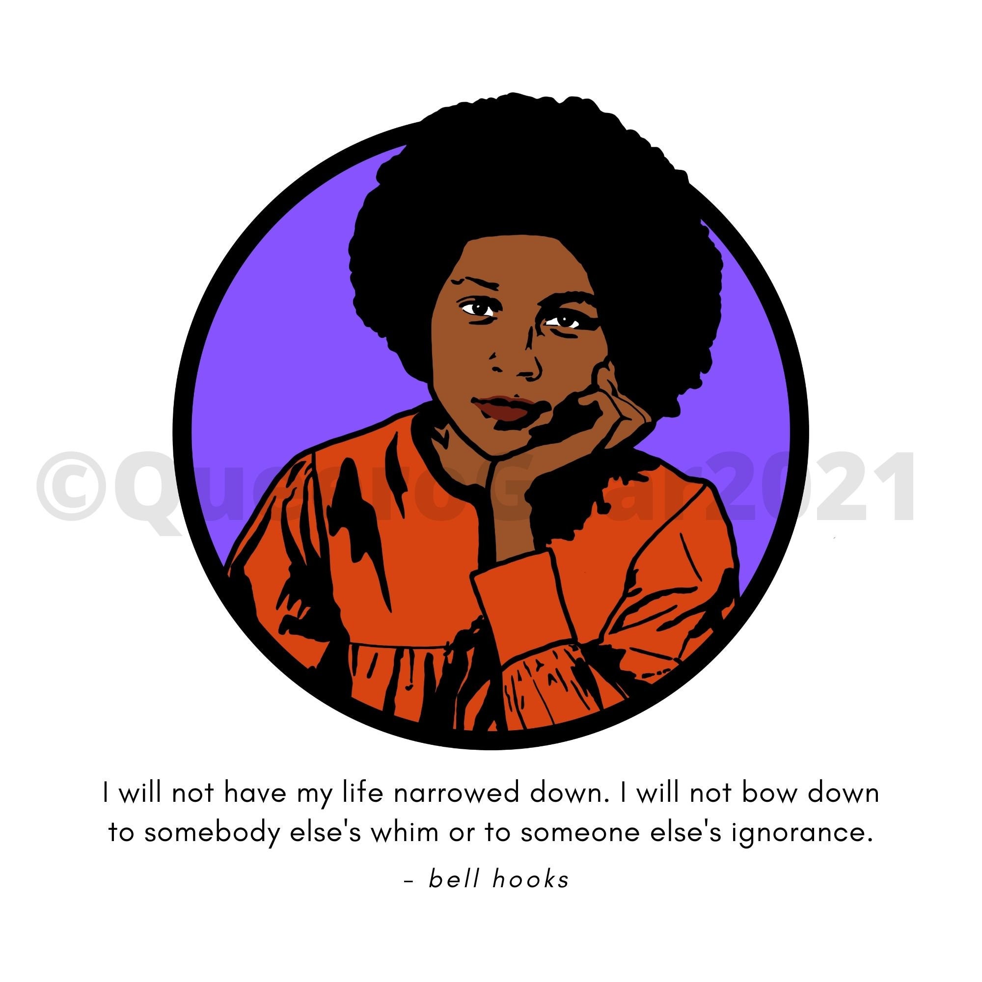 Bell Hooks Portrait Art Print | Printable Wall Art | Bell Hooks Quote ...