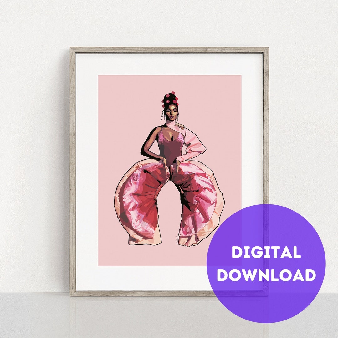 Janelle Monae Print | Printable Wall Art | Janelle Monae PYNK Dress ...