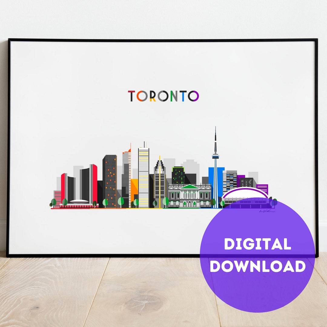 Toronto Cityscape Art Print | Printable Wall Art | Toronto Skyline ...