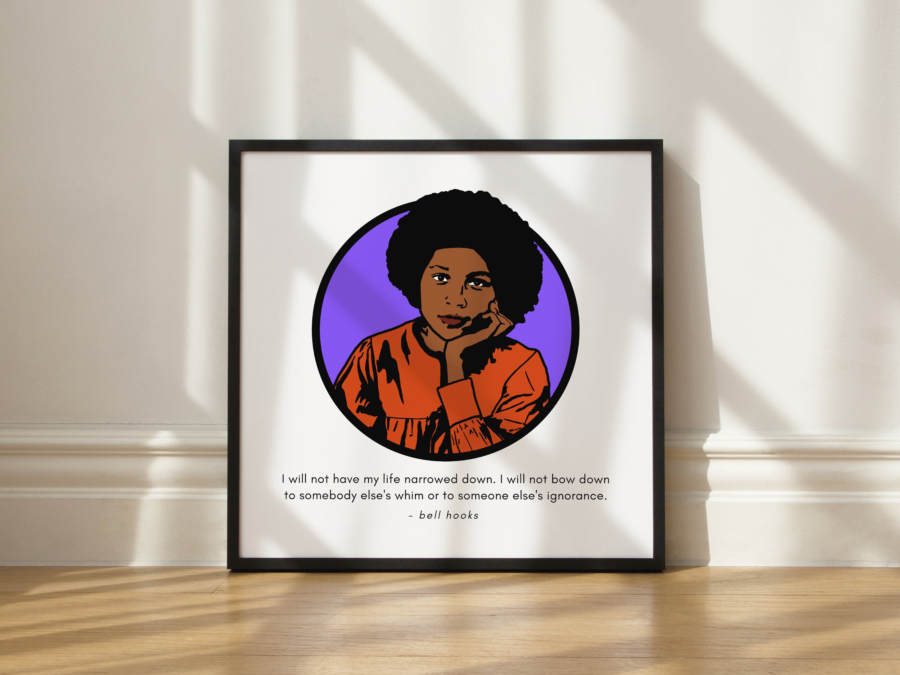Bell Hooks Portrait Art Print | Printable Wall Art | Bell Hooks Quote ...