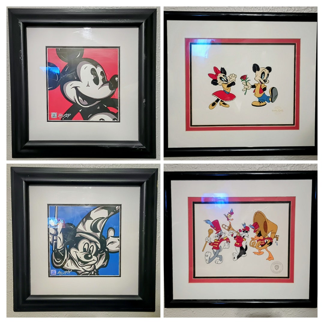 Mickey Mouse & Looney Tunes Lithograph Paintings W/COA Lot - Etsy