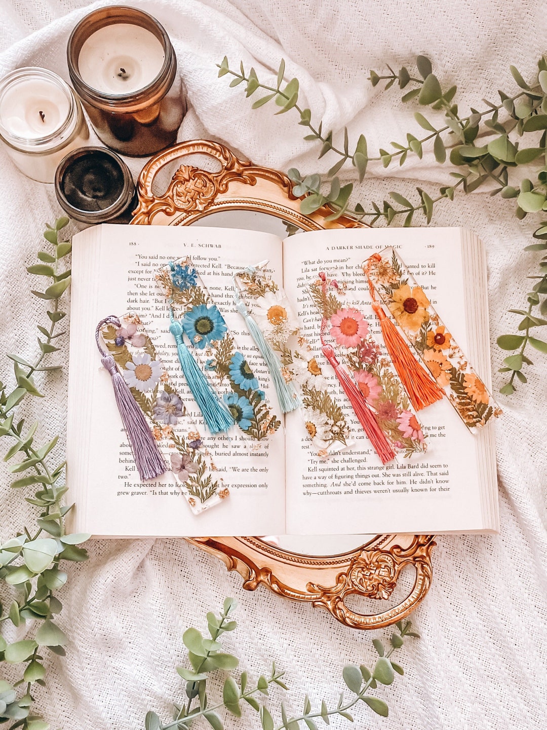 Spring Wildflowers Bookmark Real Dried Daisy Flowers Bookmark for Women ...