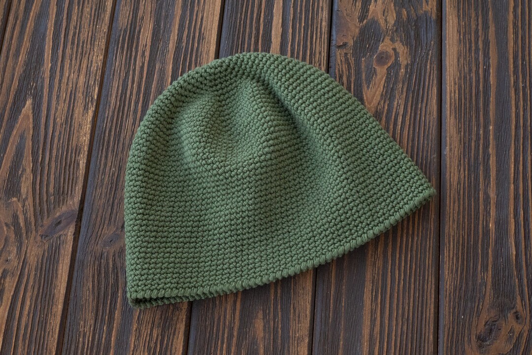Men's Summer Light Cotton Hat, Green Color, Mens Skull Cap, Crochet Hat ...