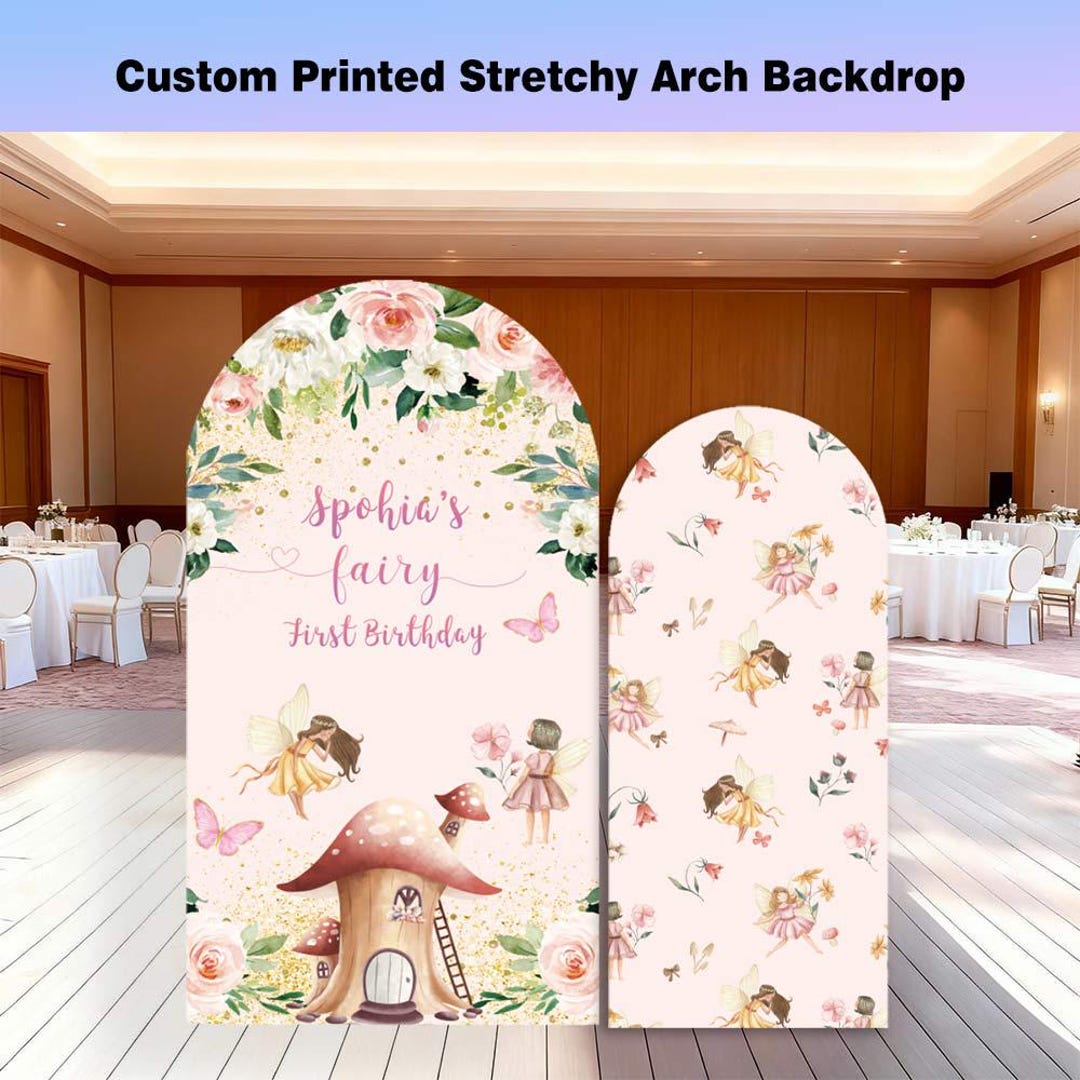 Fairy 1st Birthday Arch Backdrop Cover Stand Baby Girl Floral Garden ...