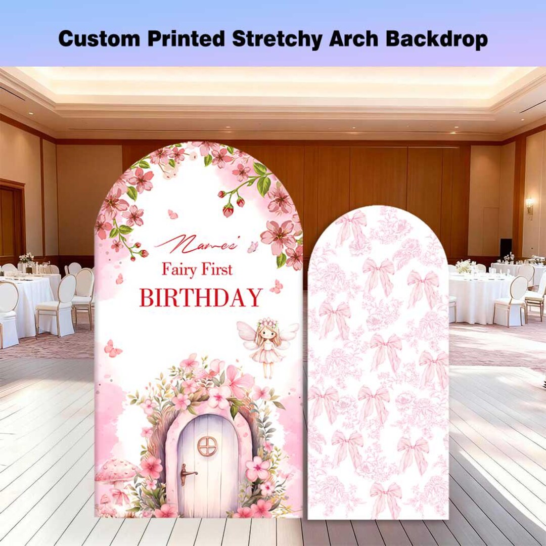 Fairy 1st Birthday Arch Backdrop Cover Stand Baby Girl Floral Garden ...