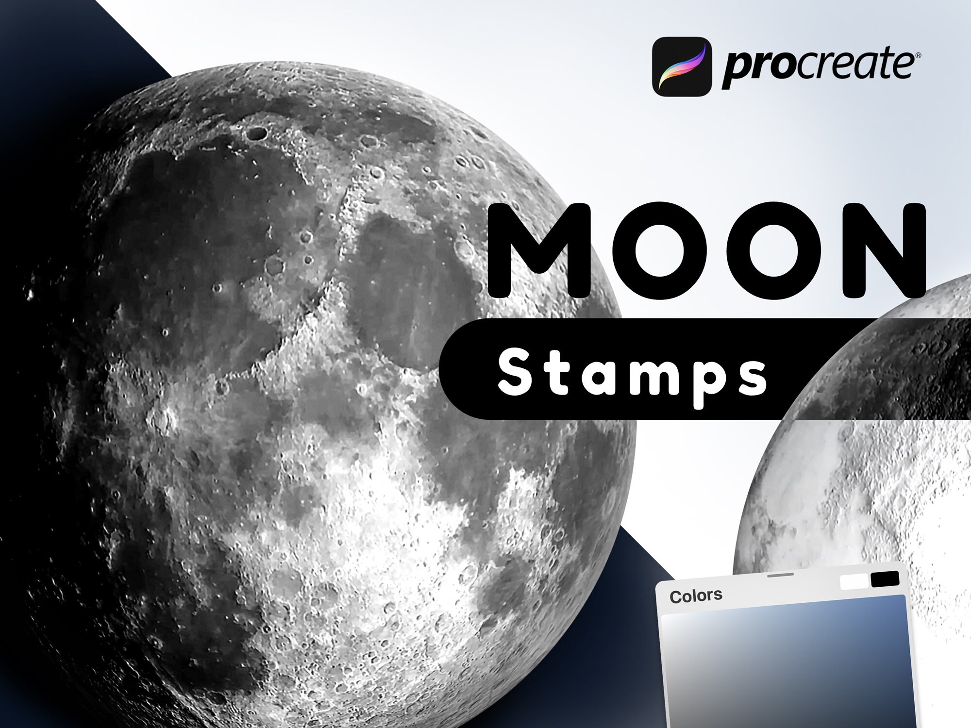 Procreate Moon Stamps, 26 Different Angle Eclipse to Full Moon, Dual ...