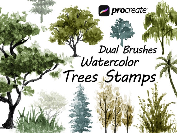 Procreate Tree Stamps Dual Brushes Bushes Grass Botanical - Etsy