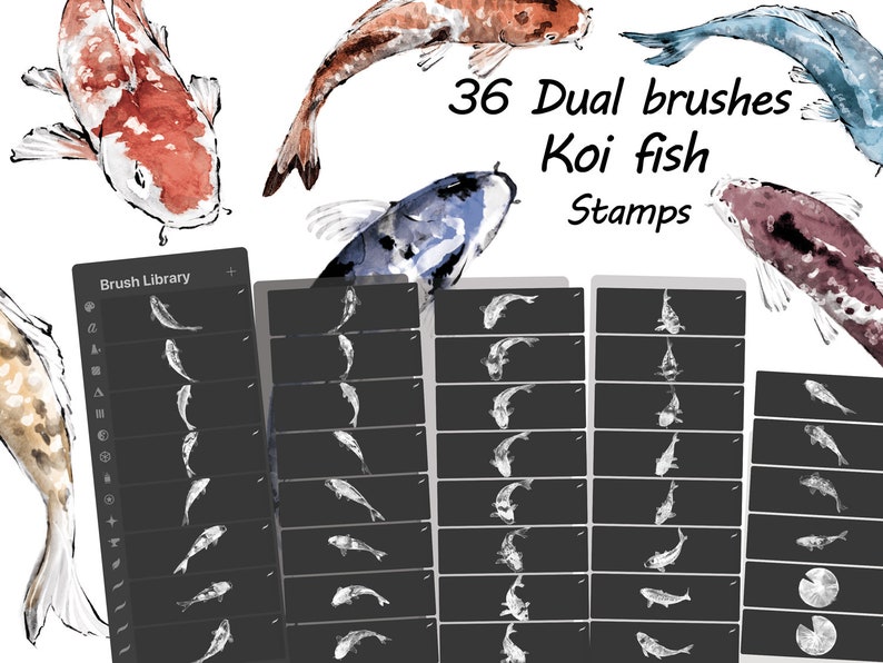 Procreate Koi Fish Stamp Dual Brushes, Koi Fish Stamps - Etsy