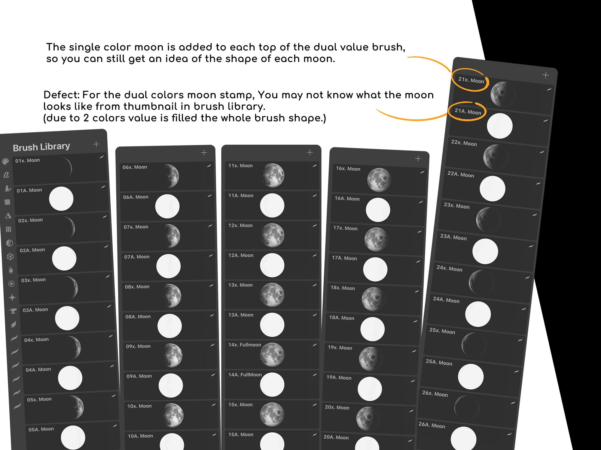 Procreate Moon Stamps 26 Different Angle Eclipse to Full - Etsy