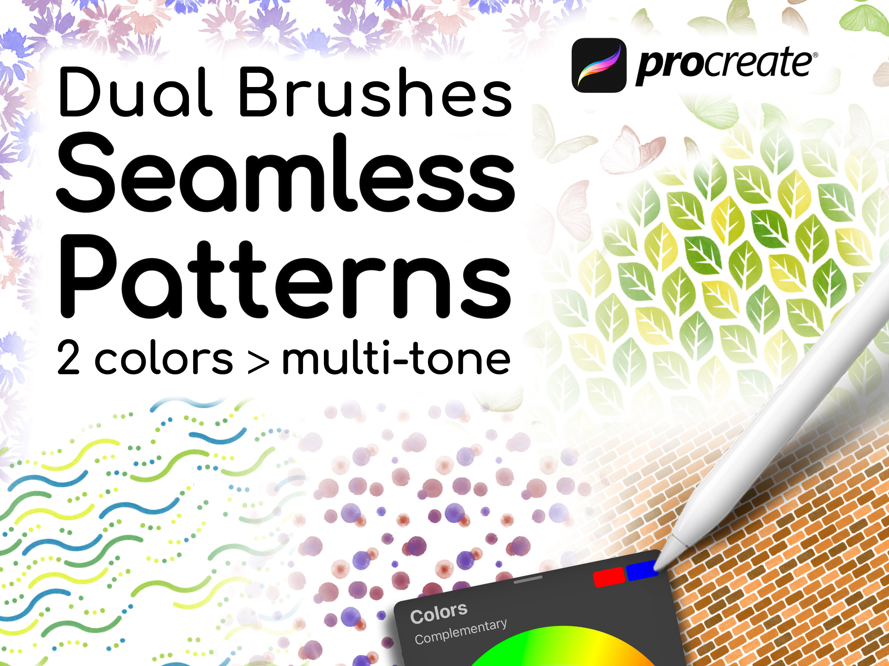 Procreate Seamless Patterns Dual Brushes 2-colors Multi-tone - Etsy