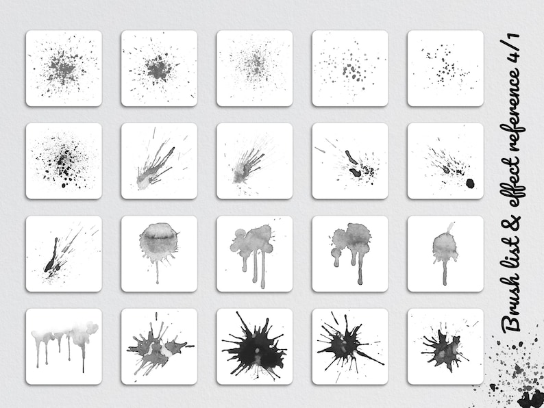Procreate Splatter Brush Pack, Splatters, Watercolor Splashes, Drips, Leaks, Stain, Blow Ink ...