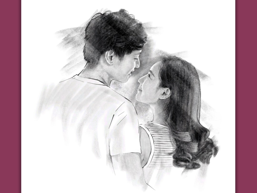 2 Person Custom Portrait Sketch digital - Etsy