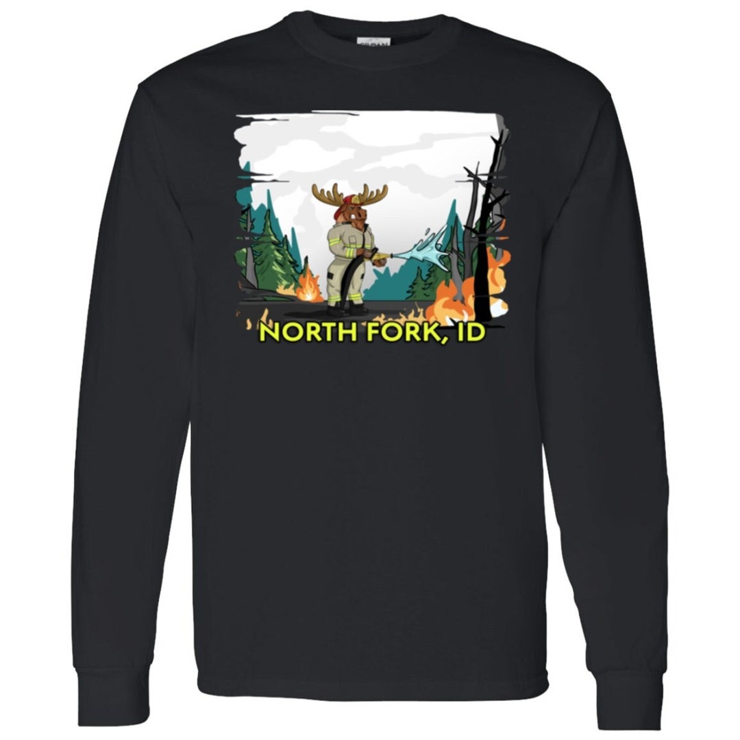 North Fork Fire Department Moose Fire Fighter, North Fork, ID LS Tshirt ...