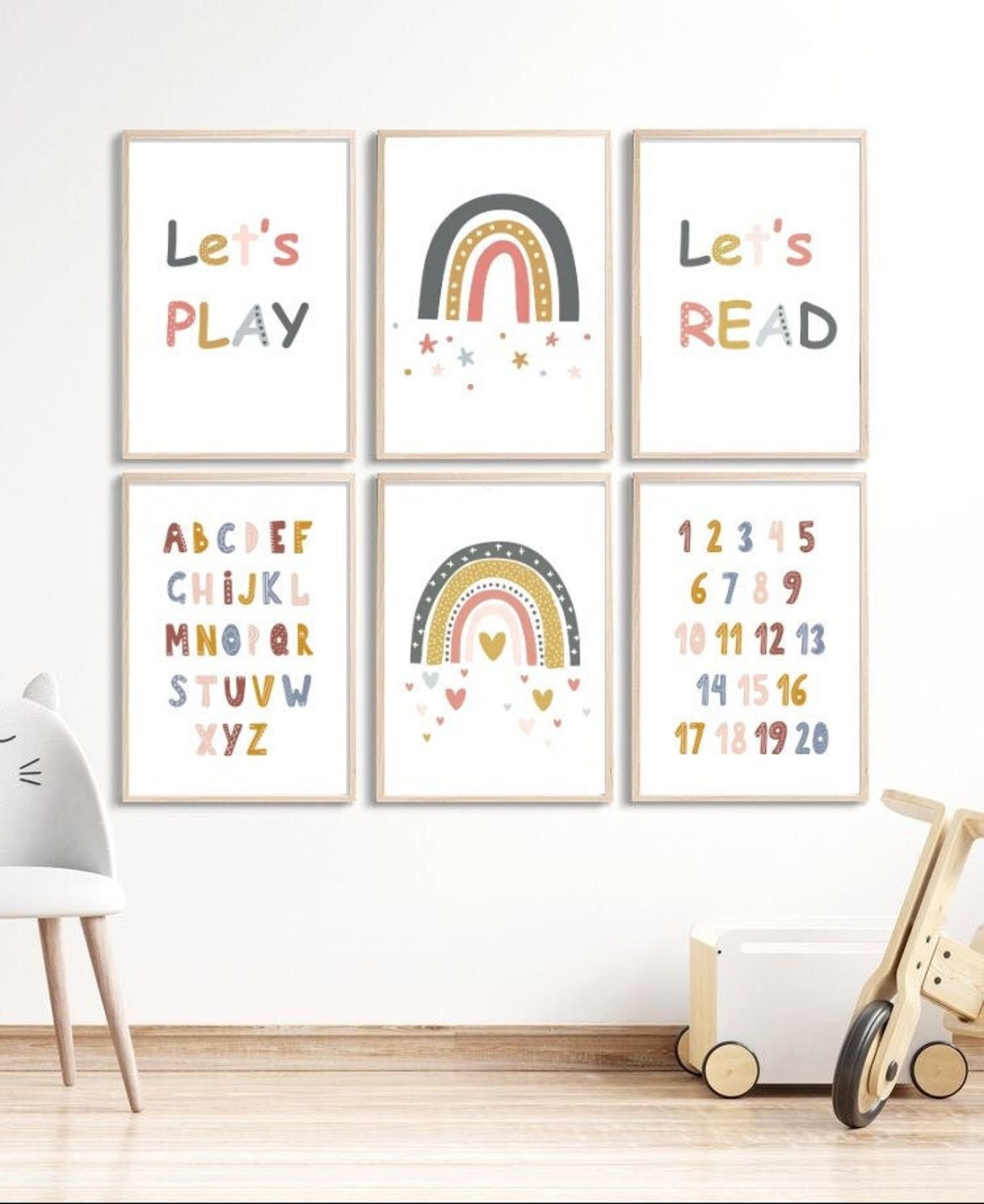 Set of 6 Educational Wall Art Playroom Signs Printable - Etsy