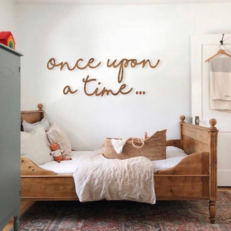 Wood Art for Nursery, Once Upon A Time Sign, Nursery Bookshelf Decor ...