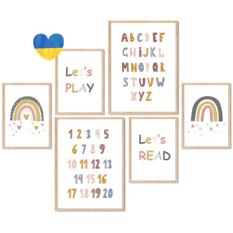 Set of 6 Educational Wall Art Playroom Signs Printable - Etsy