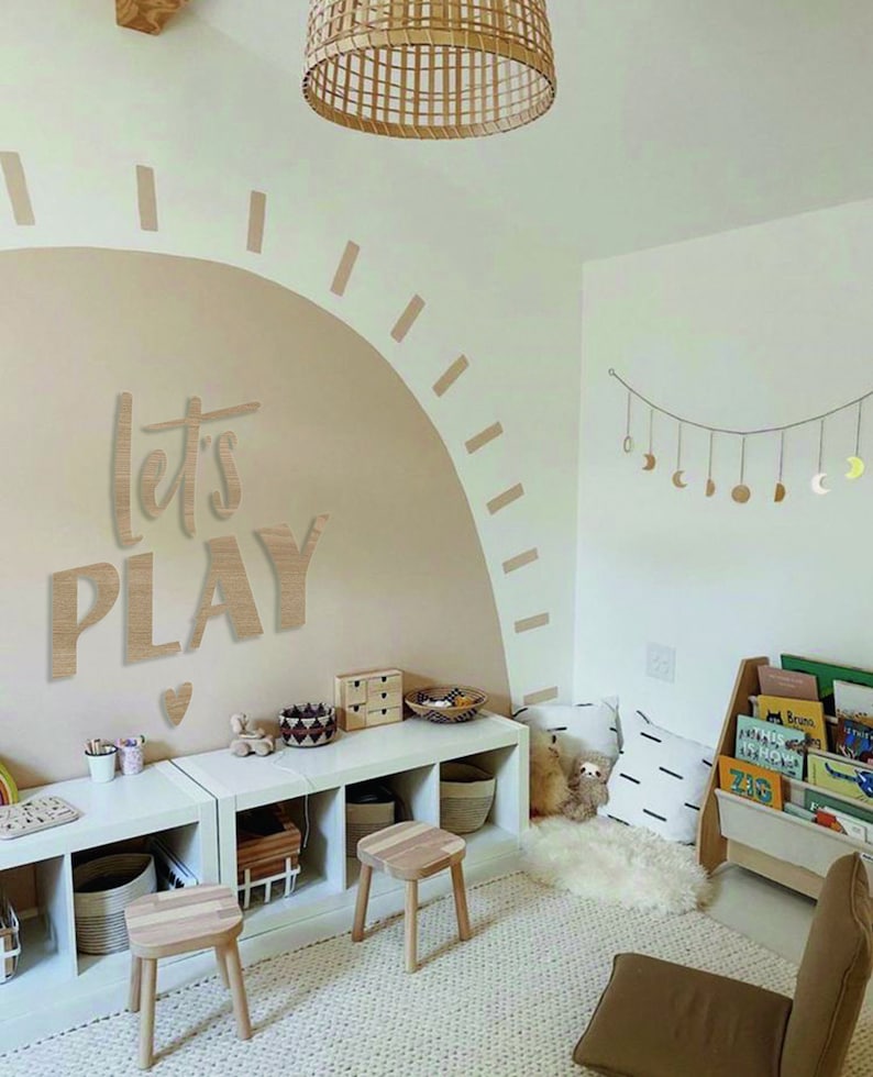 Wood Art for Nursery, Lets Play Sign, Playroom Sign, Playroom Wall Art ...