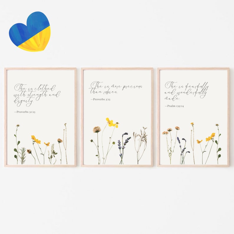 Bible Verse Printable Wall Art Christian Print Set Christian - Etsy