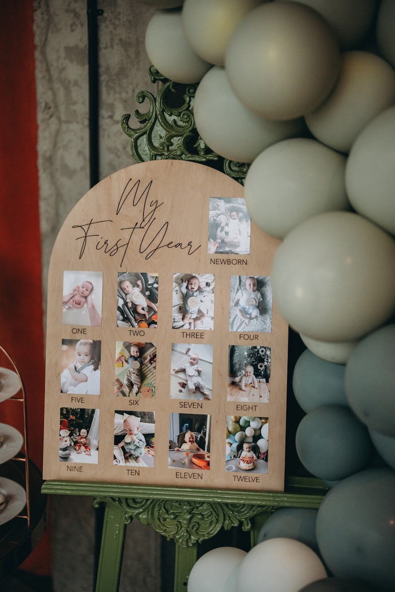 One Year Photo Board, My First Year Board, Personalized Photo Board ...