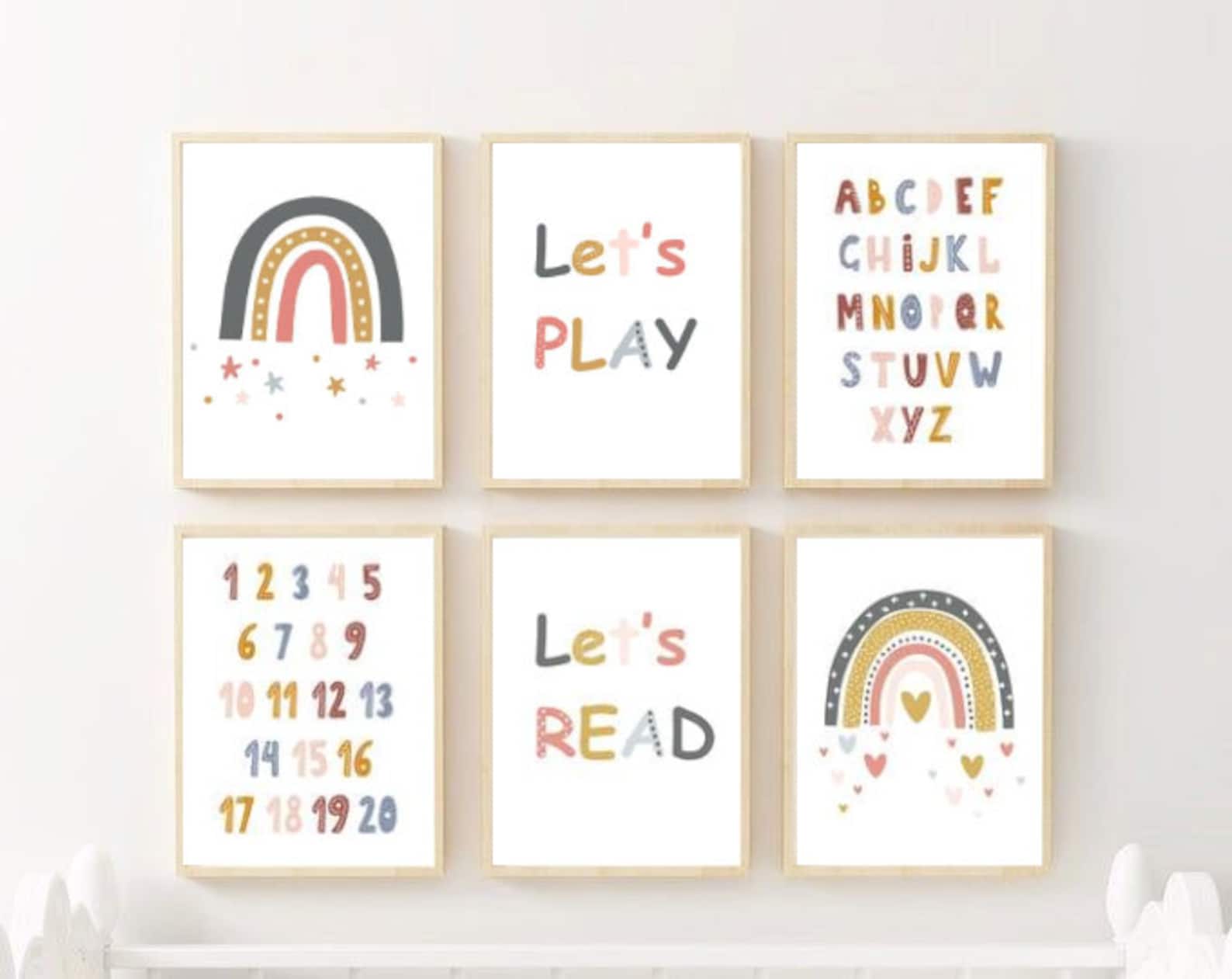 Set of 6 Educational Wall Art Playroom Signs Printable - Etsy