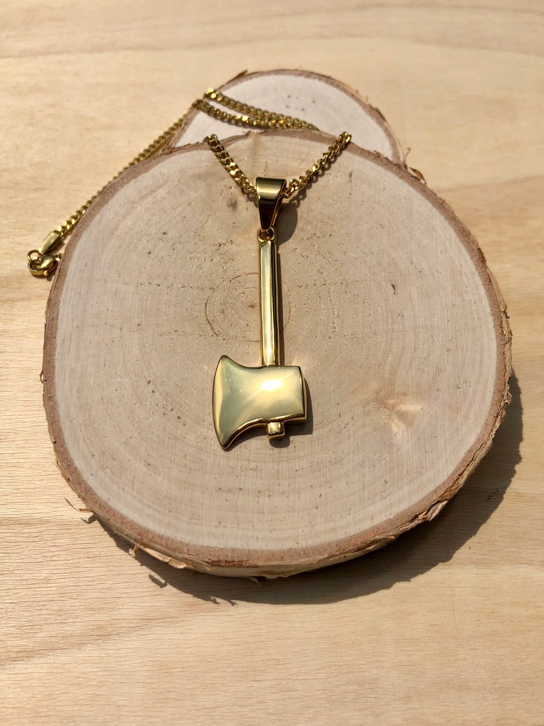 Gold Axe Pendant Big Axe Necklace - Etsy