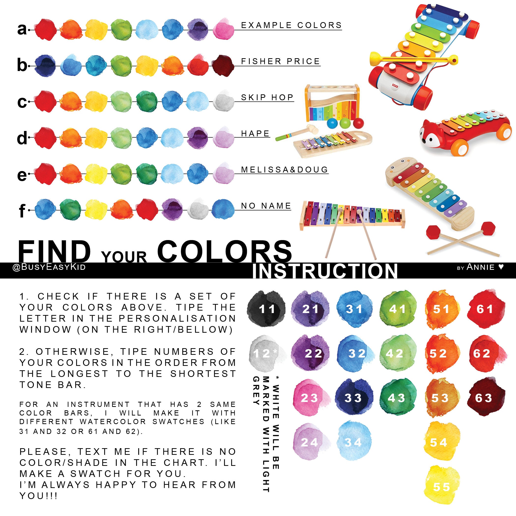 DIGITAL Color-coded Sheet Music for Kids and Adults (xylophone, Hand ...