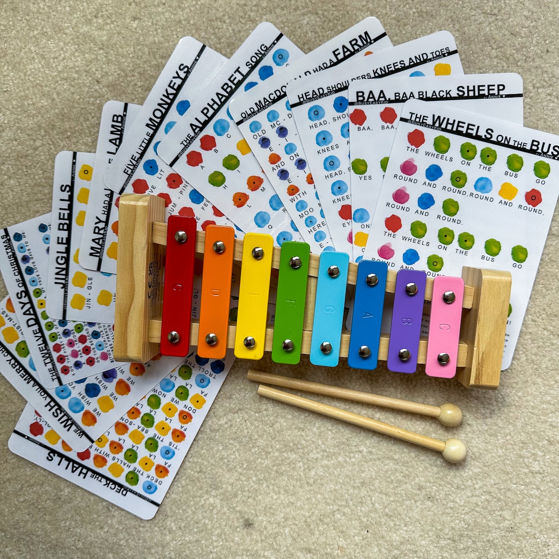 DIGITAL Color-coded Sheet Music for Kids and Adults (xylophone, Hand ...