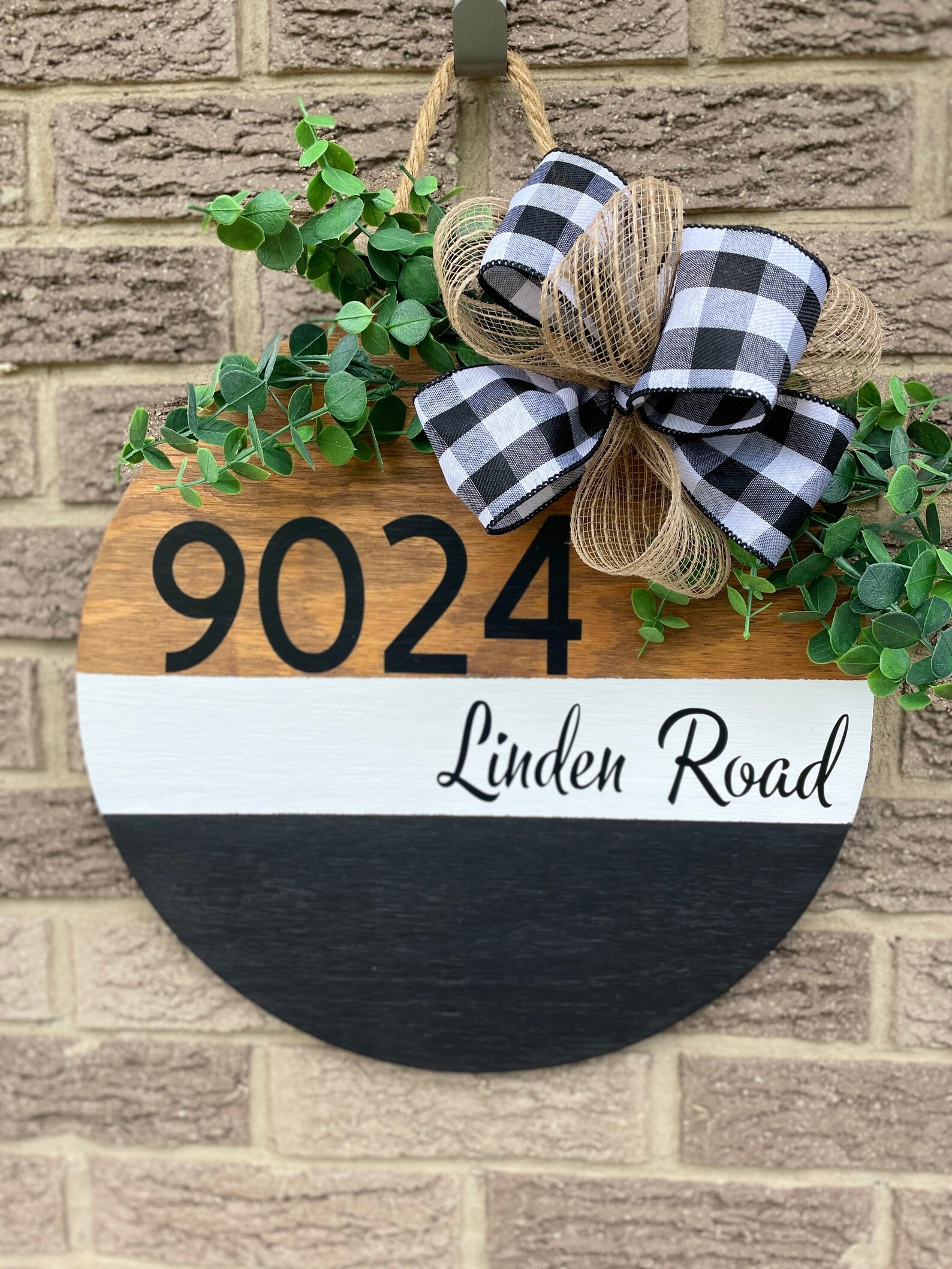 Address Round Wooden Door Hanger Sizes House Number Street - Etsy