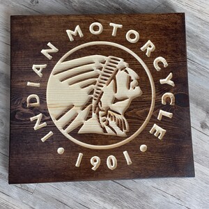 Indian Motorcycle Wooden Carved Sign Vintage Wall Decor | Etsy