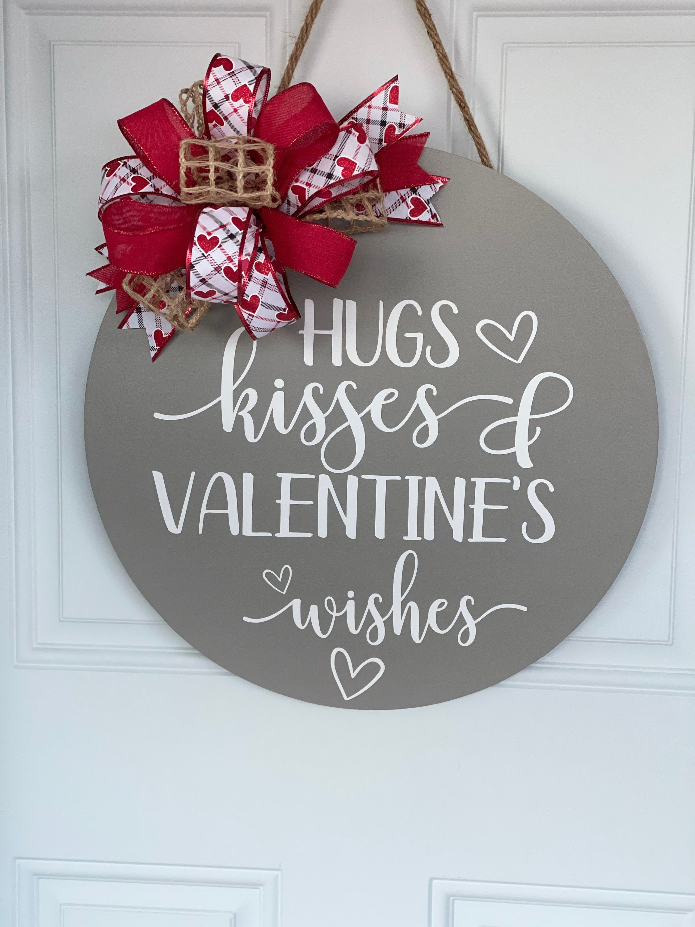 Happy Valentine's Day Door Hanger Hugs & Kisses - Etsy