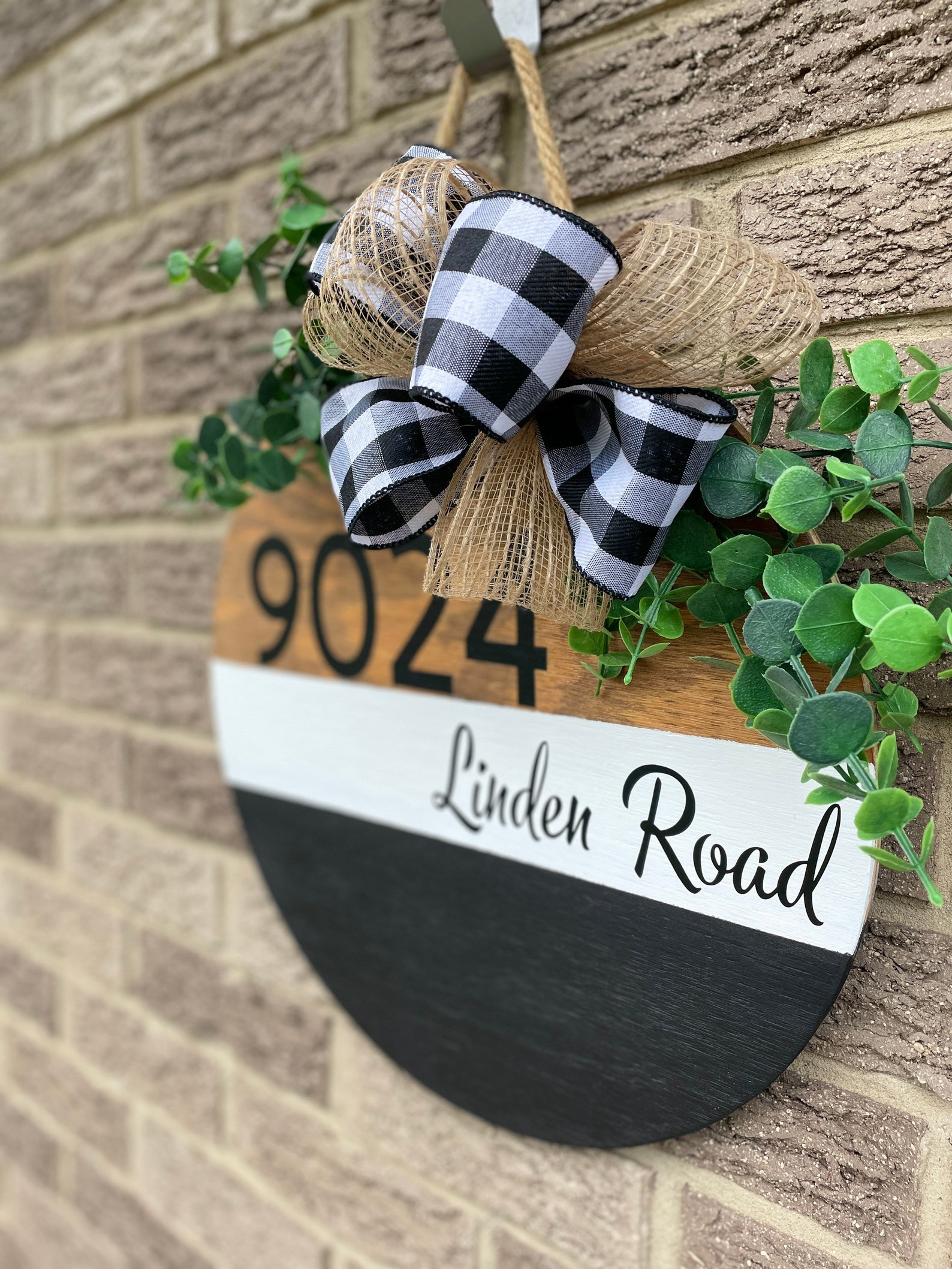 Address Round Wooden Door Hanger Sizes House Number Street - Etsy