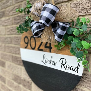 Personalized Wooden Address Sign, Round Door Hanger Decor - Etsy