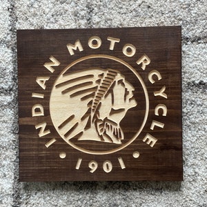 Indian Motorcycle Wooden Carved Sign * Vintage Wall Decor * Colors ...