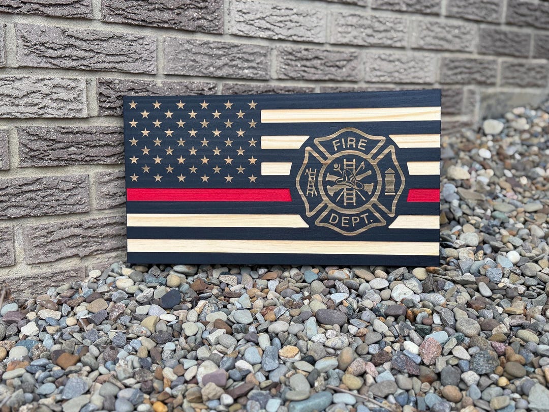 Fire Department Wooden Carved Flag, USA, Firefighter Decor (24x13) - Etsy
