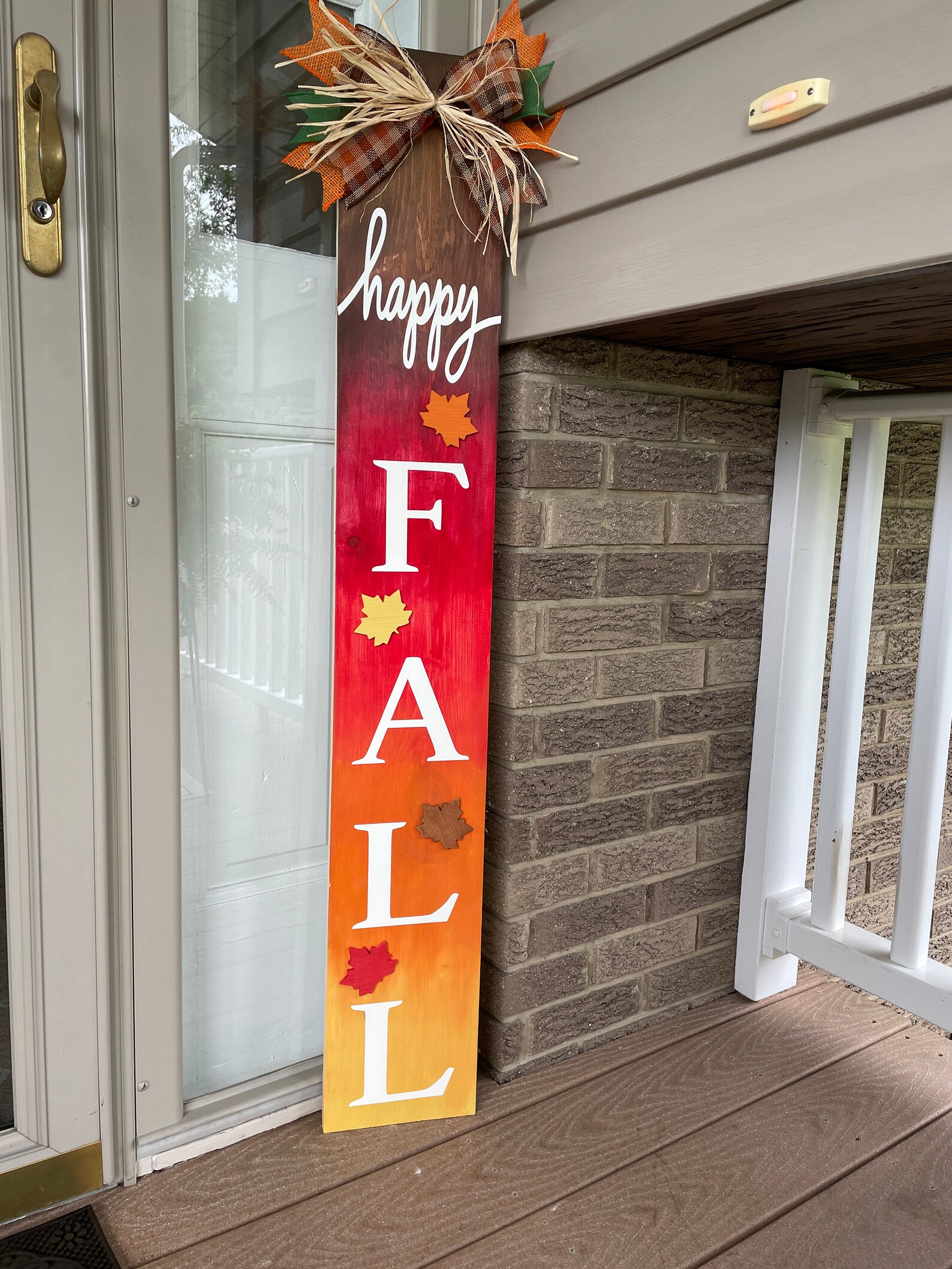 Happy Fall Front Porch Leaner Vertical Autumn Sign Sizes | Etsy