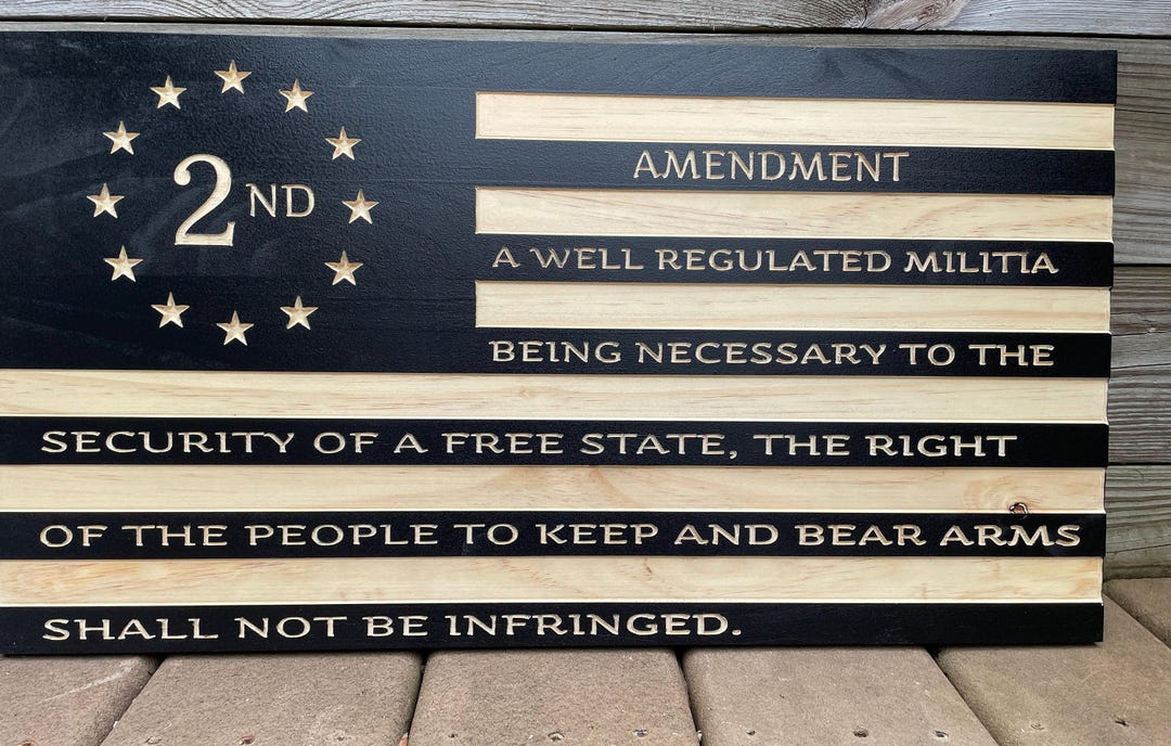 2nd Amendment American Flag, Carved Wooden Sign, Patriotic Decor, Size ...