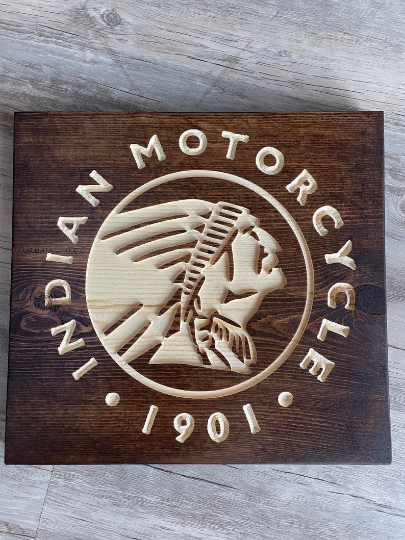 Indian Motorcycle Wooden Carved Sign Vintage Wall Decor | Etsy