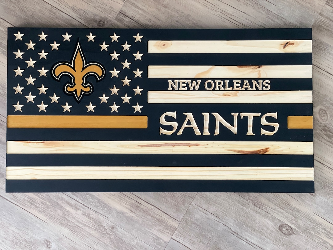 Saints Wooden Carved Flag, New Orleans Football Team Decor, NFL Fan ...